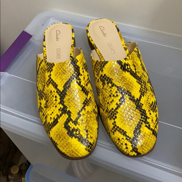 Clarks | Shoes | Clarks Snakeskin Leather Mule | Poshmark